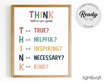 Before You Speak Think Classroom Wood Sign - Etsy