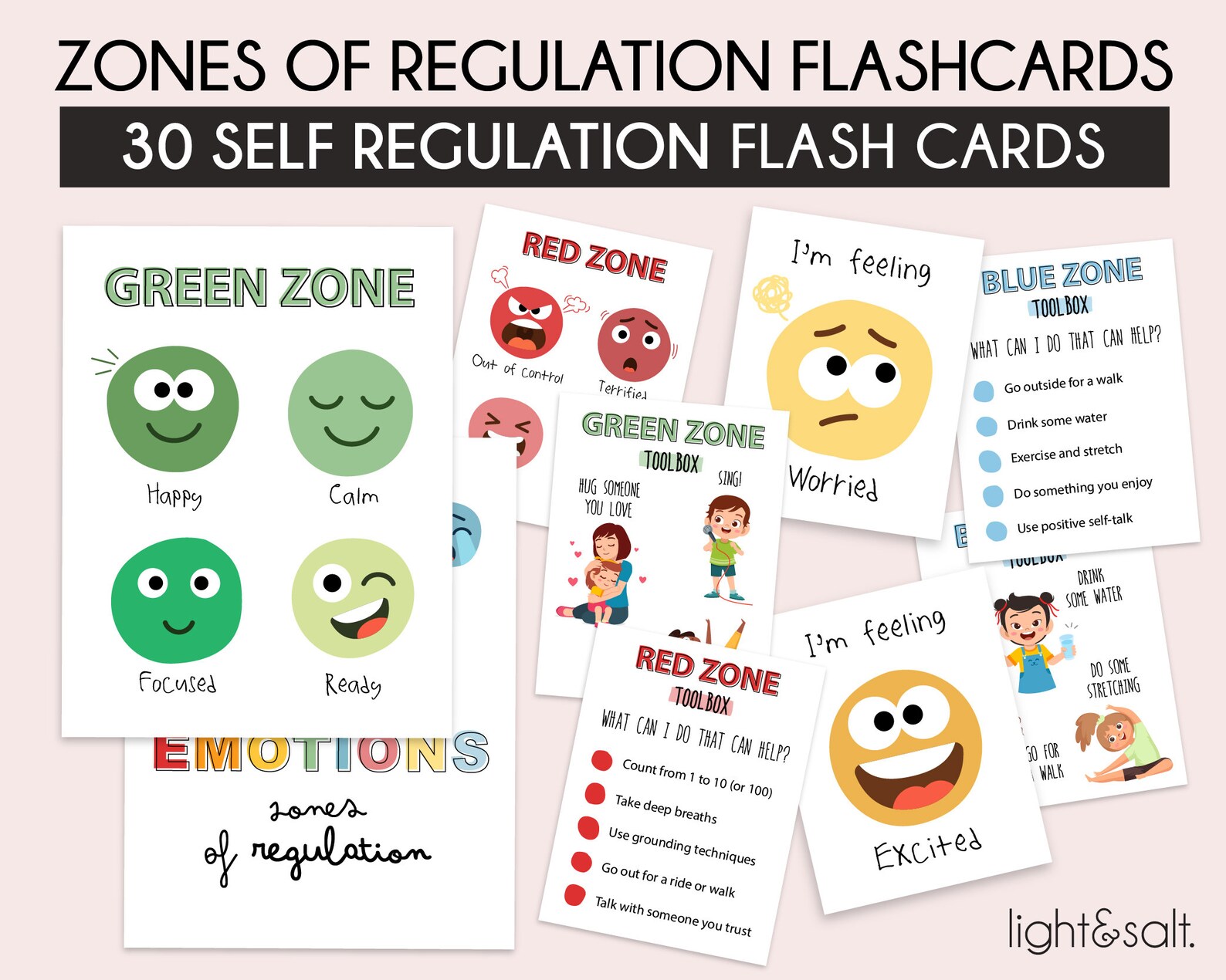Zones Of Regulation Bundle 40 Off Coping Skills Cards Etsy
