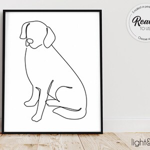 Dog One Line Drawing, Labrador Retriever One Line Drawing Print, Dog ...