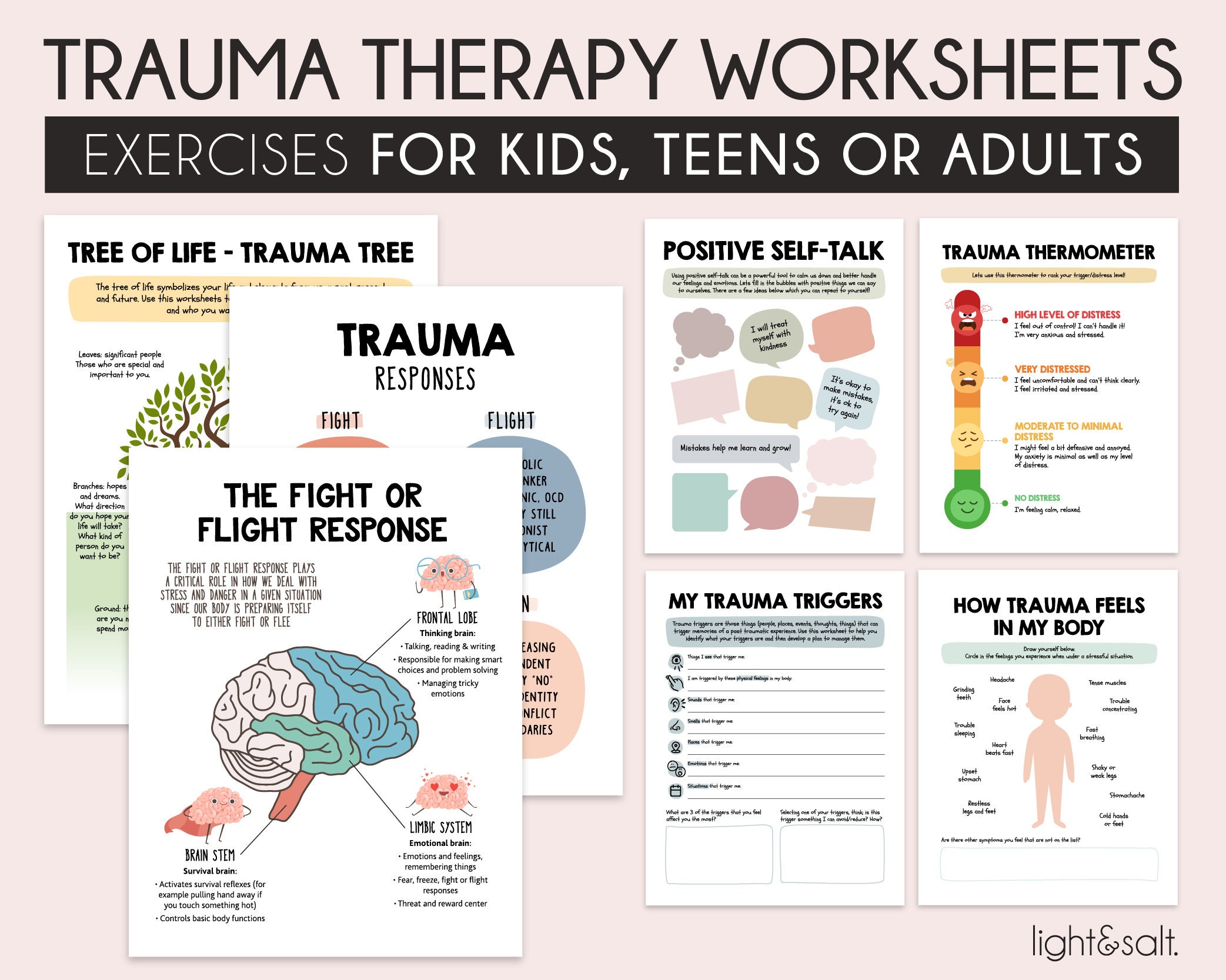 Therapy Worksheets Bundle, Anxiety Worksheets, Inner Critic, Boundaries ...