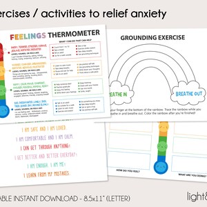 Feelings Thermometer With Coping Skills Worksheets Zones of | Etsy