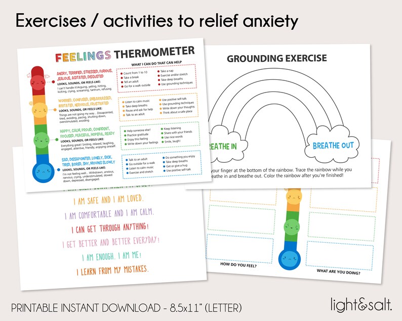 Feelings Thermometer With Coping Skills Worksheets Zones of - Etsy