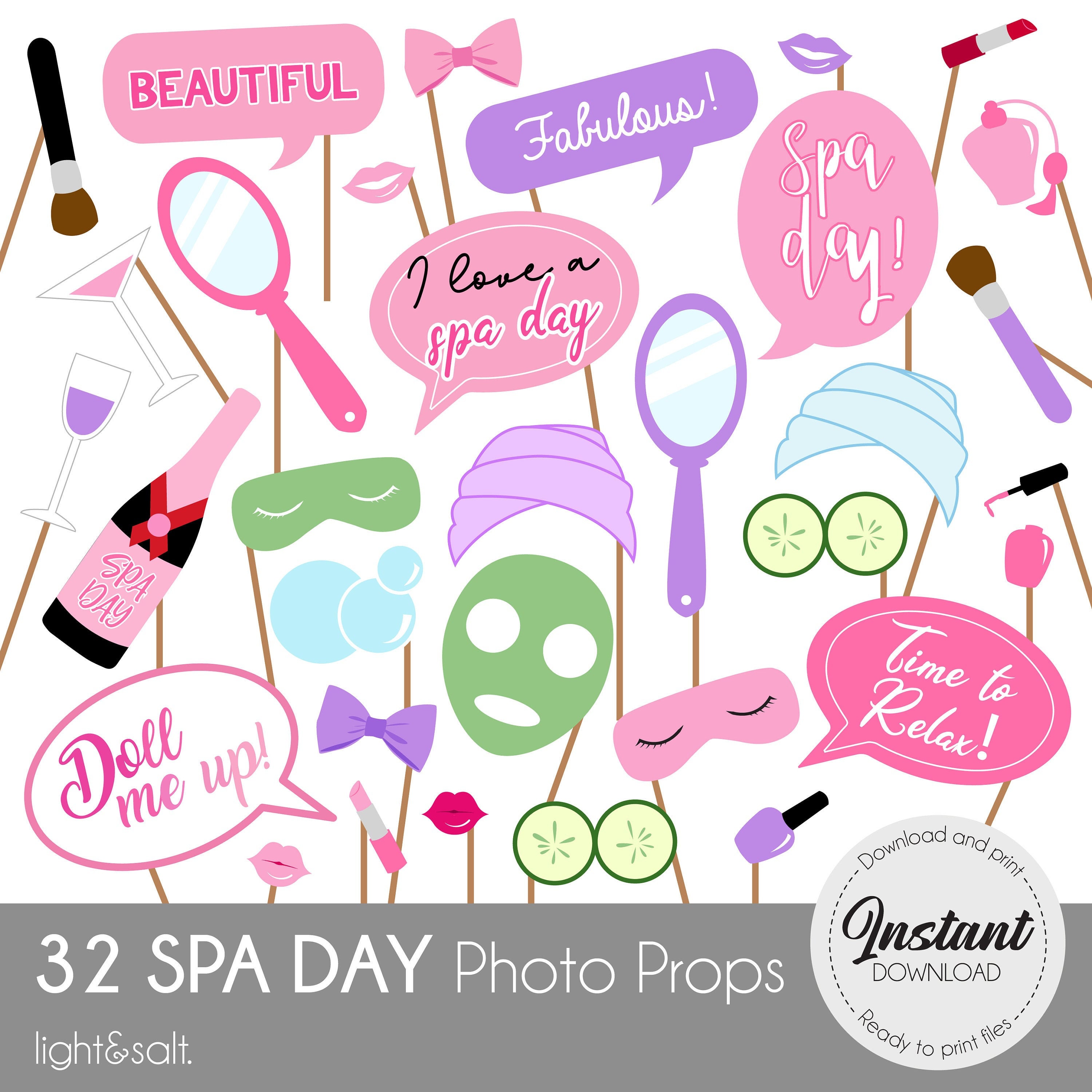 Spa Day Props, Spa Day Photo Booth Props, Spa Day Decor, Spa Party ...