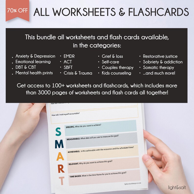 Whole Shop Therapy Worksheets Bundle, 70% Off, Anxiety, Depression ...
