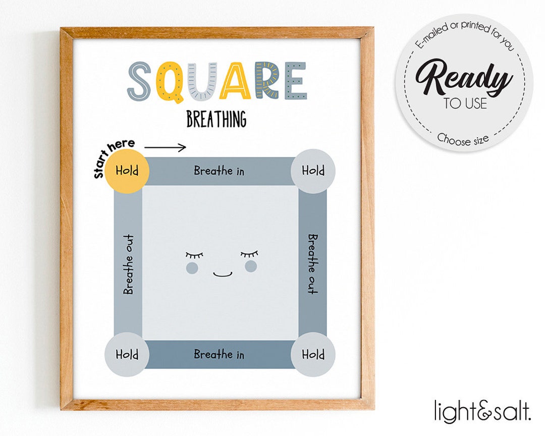 Square Breathing Poster, Mindfulness Breathing, Calm Down Corner ...