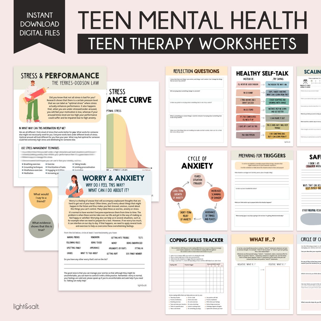 Teen Therapy Worksheets, Teen Mental Health, Teenager Coping Skills ...