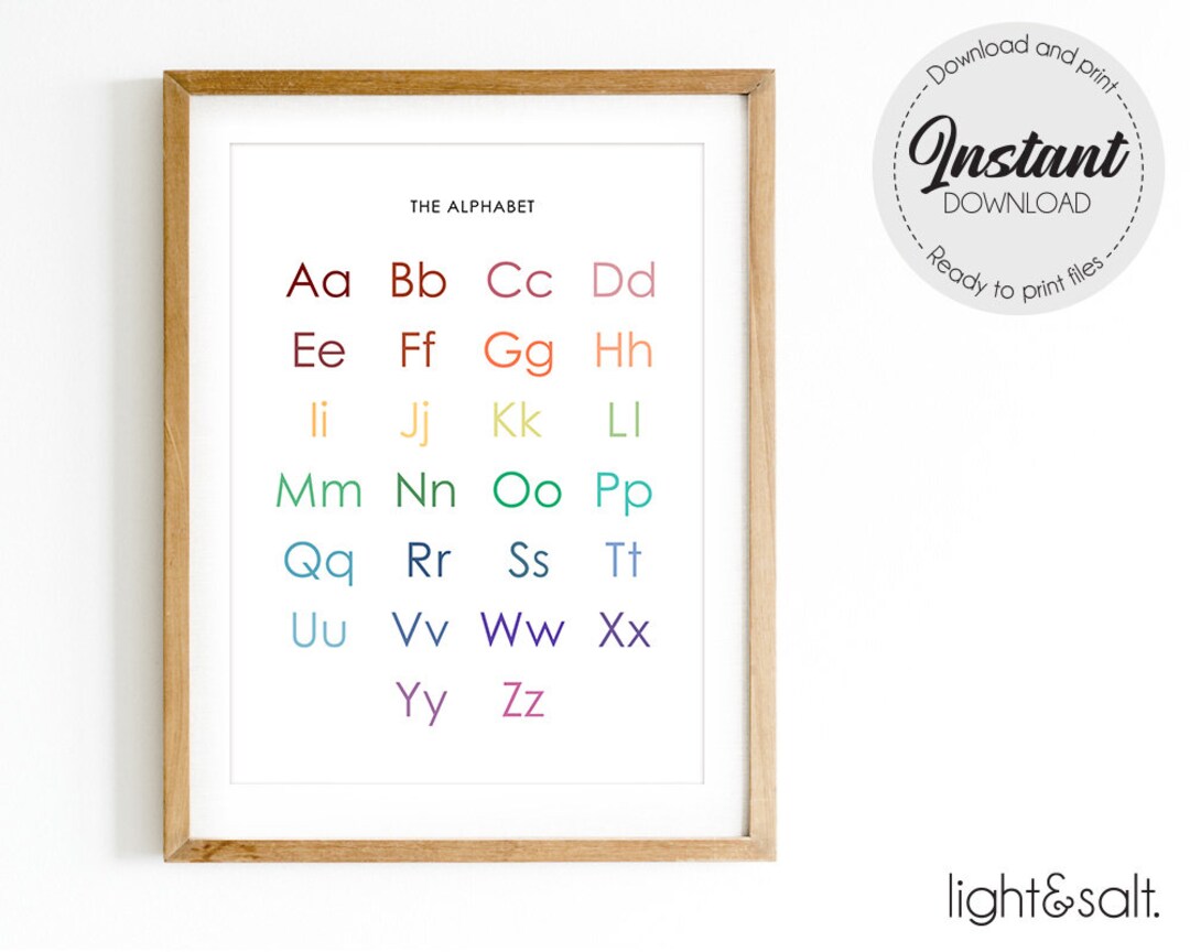 Alphabet Chart, ABC Poster, Rainbow Alphabet, Homeschool Print ...