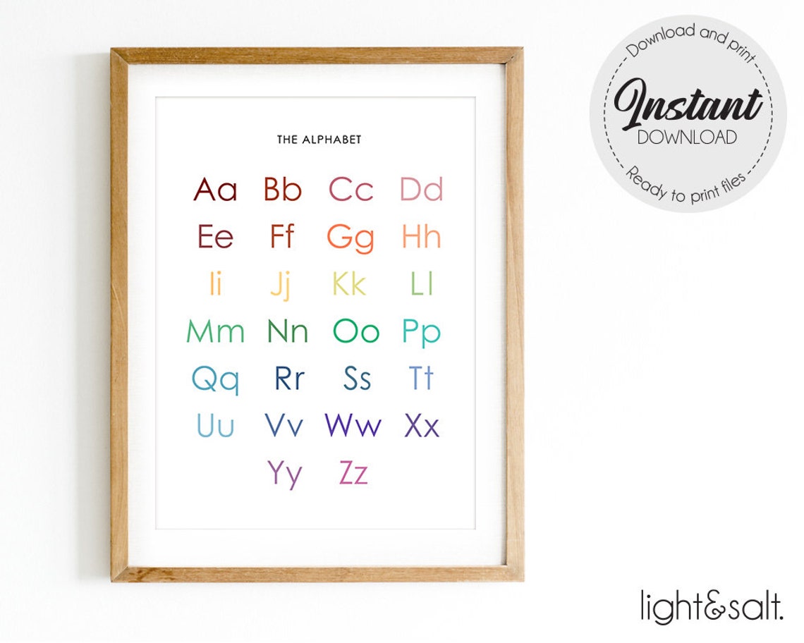 Alphabet Chart ABC Poster Rainbow Alphabet Homeschool - Etsy