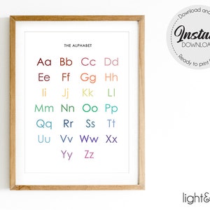 Alphabet Chart, ABC Poster, Rainbow Alphabet, Homeschool Print ...