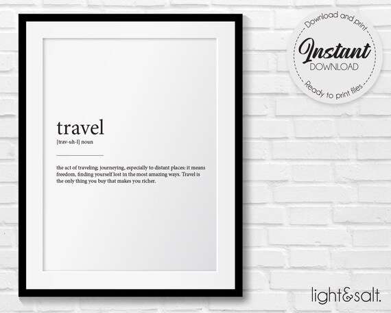 Travel definition print Travel poster Travel print Travel | Etsy