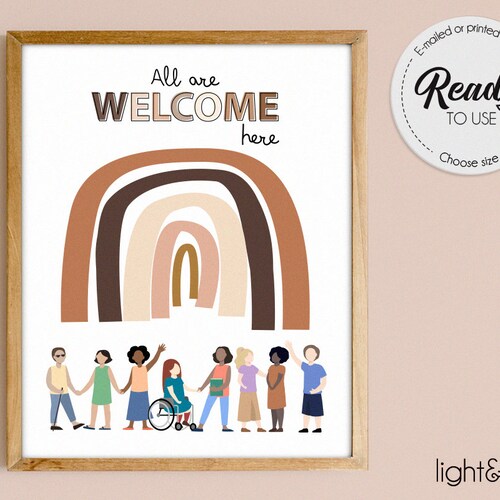 All Are Welcome Classroom Diversity Poster You Are Valued - Etsy