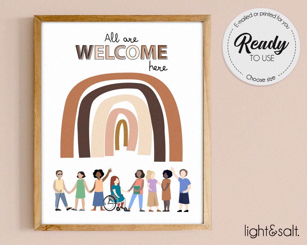 All Are Welcome Here Diversity Poster BLM Art Print - Etsy