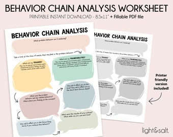 DBT Behavior Chain Analysis, DBT Worksheet for Adults and Teens - Etsy