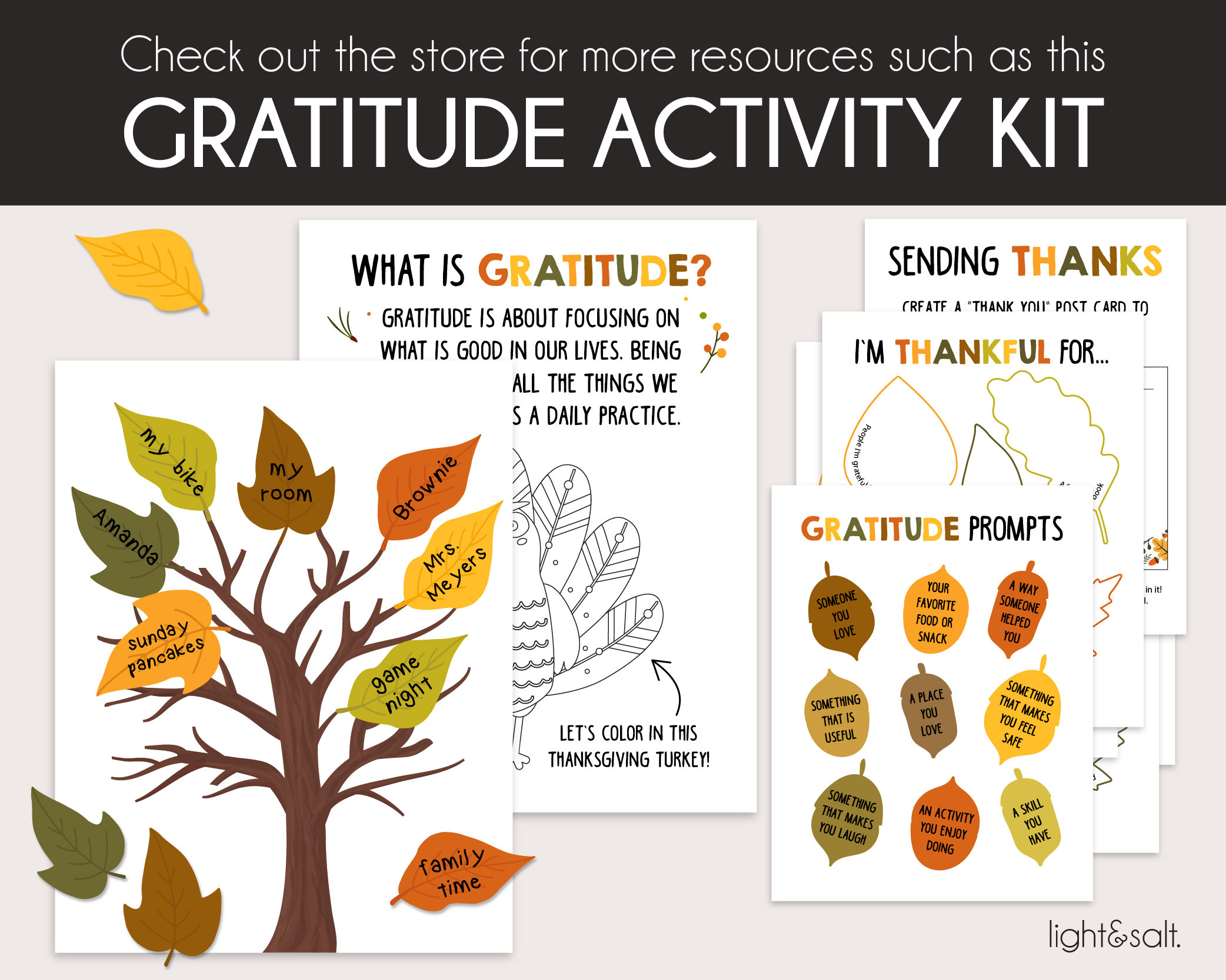 Kindness Leaves, Positivity Cards, Gratitude Tree, Thanksgiving ...
