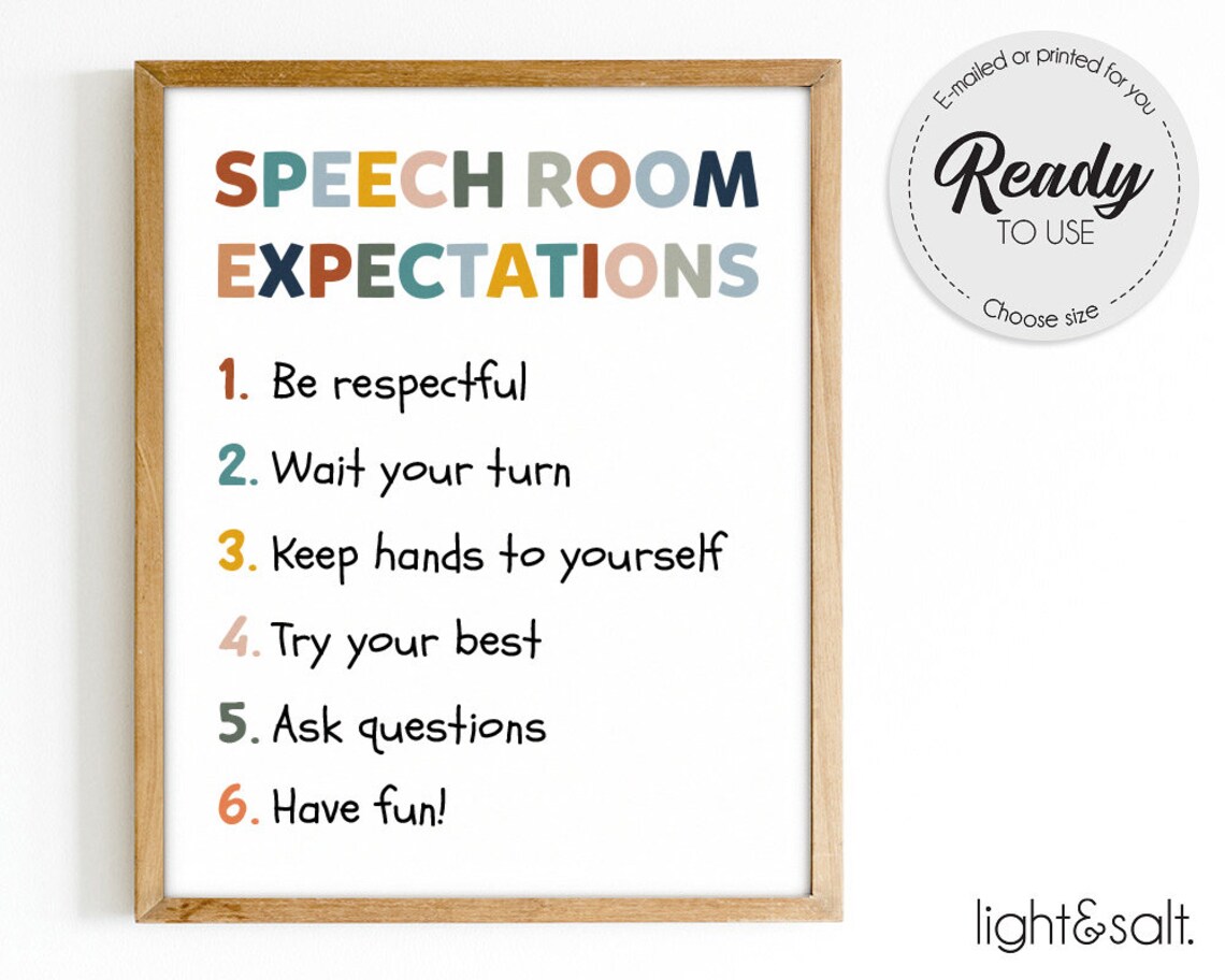 Speech Room Expectations Speech Classroom Rules Speech - Etsy