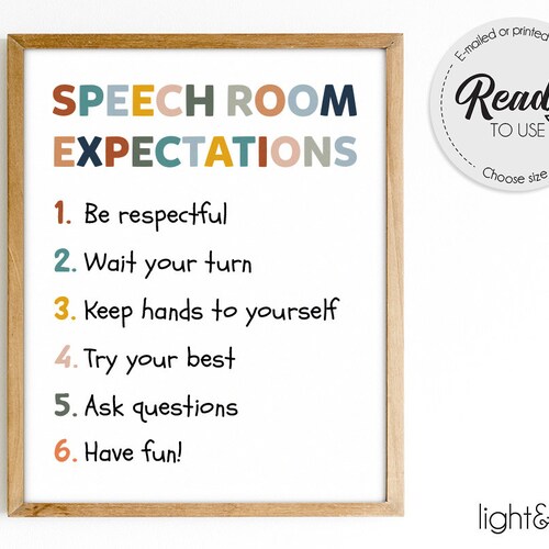 Speech Room Expectations SLP Poster Speech Classroom Rules - Etsy
