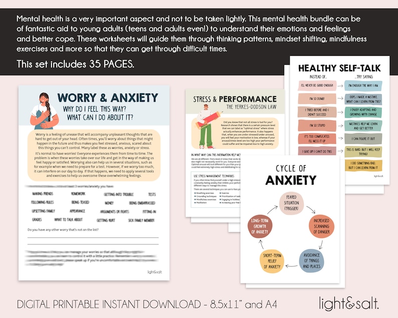 Teen Therapy Worksheets Teen Mental Health Depression - Etsy