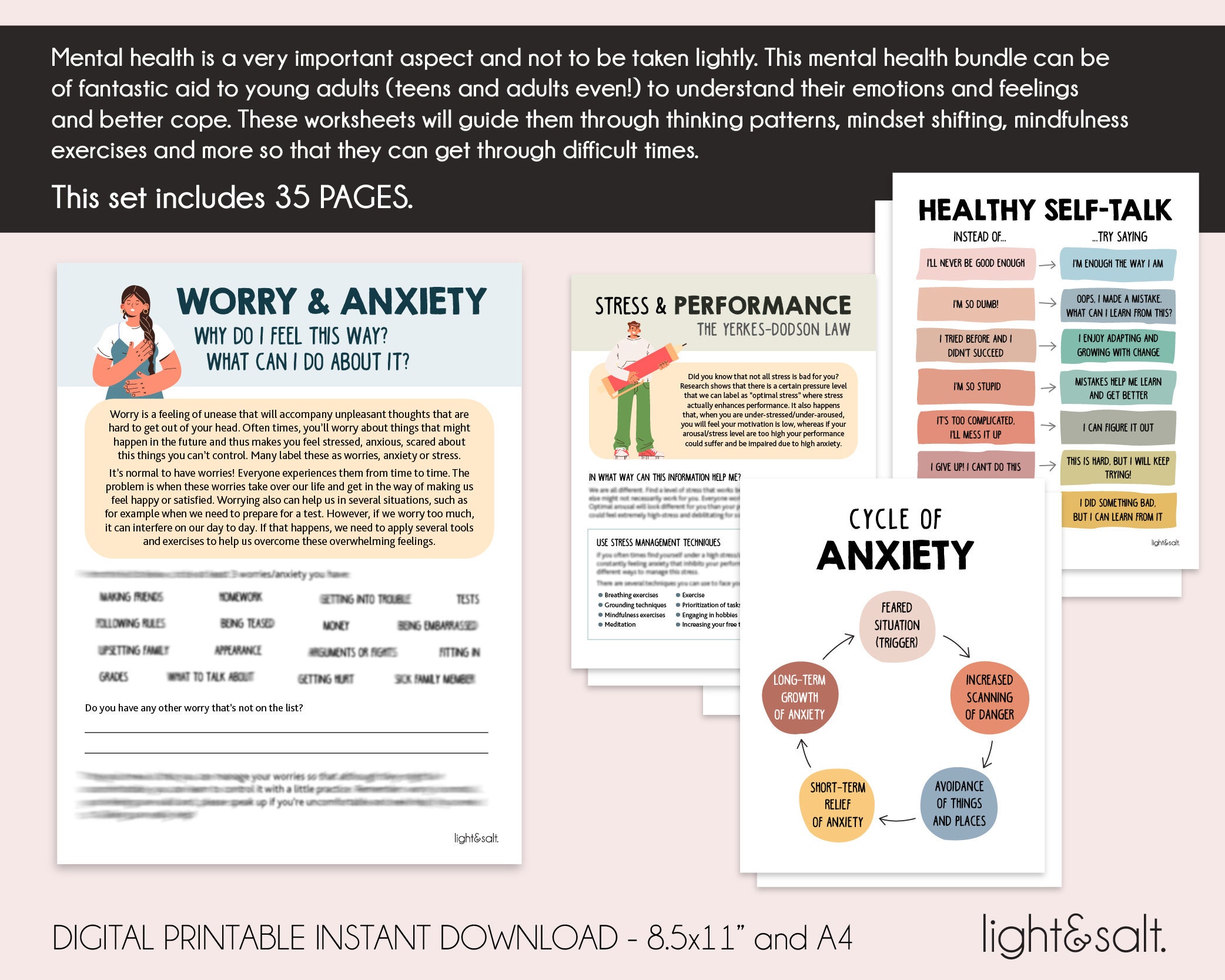 Teen Therapy Worksheets Teen Mental Health Depression - Etsy