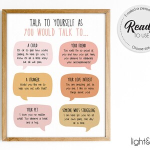 Be Kind to Yourself, Daily Affirmations Poster, Mental Health Print, It ...