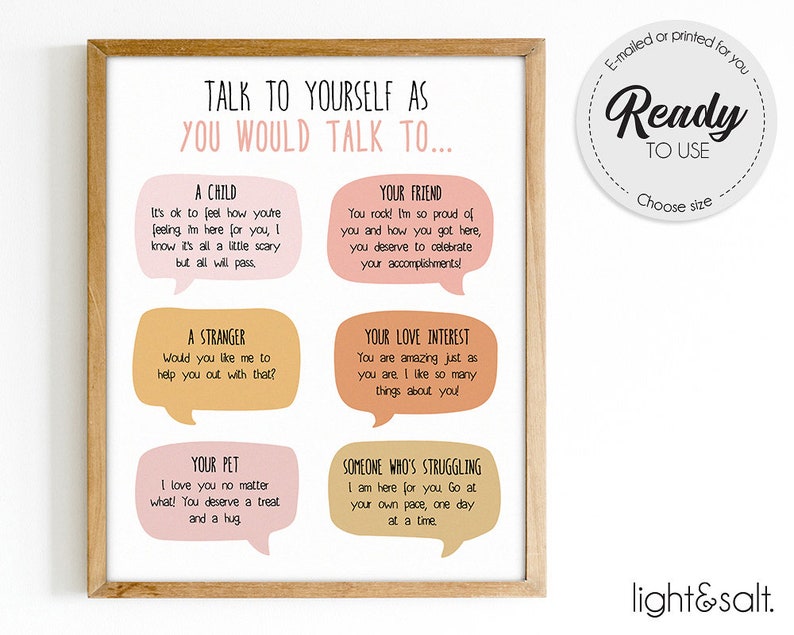 Be Kind to Yourself, Daily Affirmations Poster, Mental Health Print, It ...