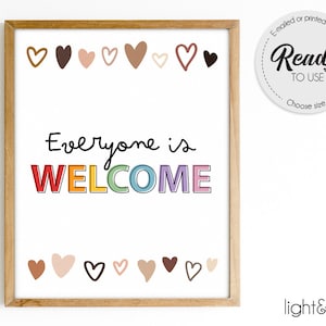 Everyone is Welcome, Diversity Poster, BLM Art Print, Stronger Together ...