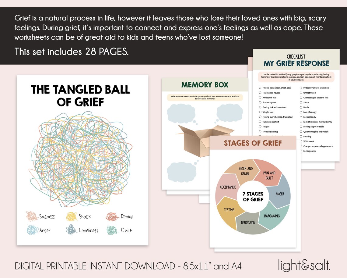 Grief Worksheets, Grief Journey Journal, Depression Worksheets, Anxiety ...