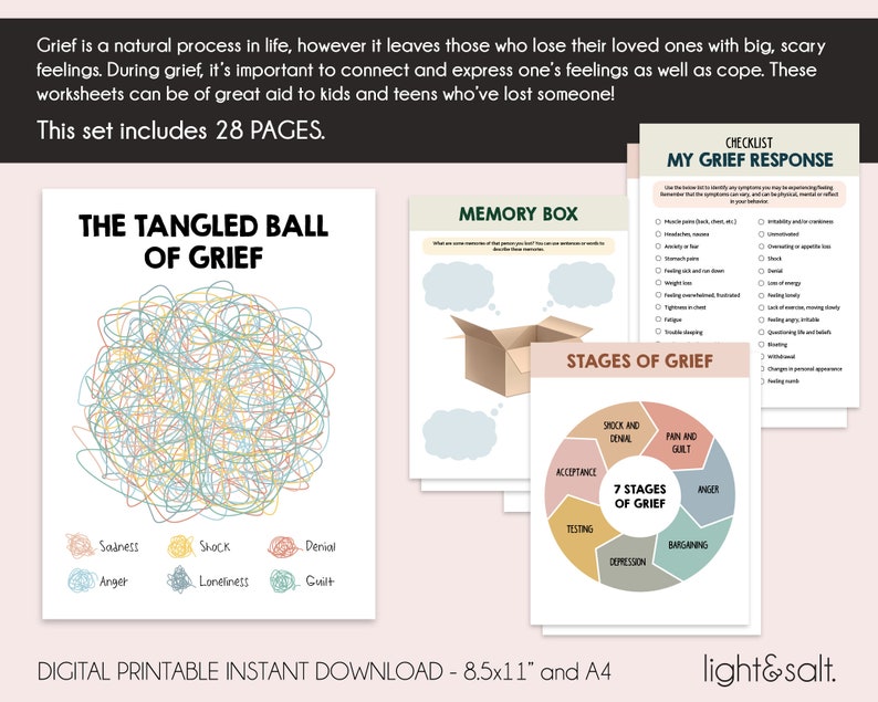 Grief Worksheets Grief Journey Journal Depression - Etsy