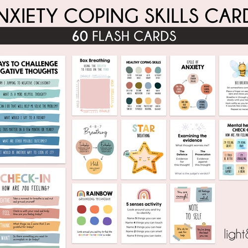 Anxiety Coping Skills Cards Grounding Cards Anxiety Cards - Etsy