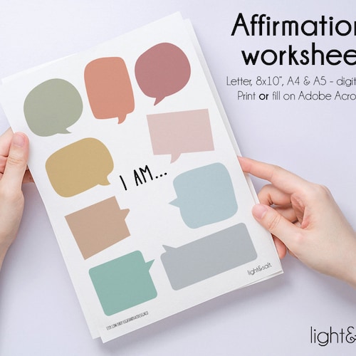 Positive Therapy Affirmation Worksheets Mental Health Poster - Etsy