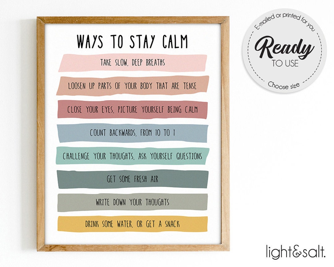 Ways to Stay Calm, Challenging Negative Thoughts Poster, Calming ...