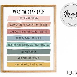 Ways to Stay Calm, Challenging Negative Thoughts Poster, Calming ...