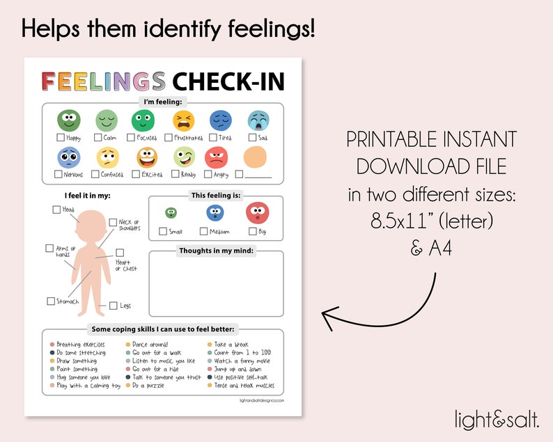 Feelings Check-in Worksheet, Feelings Thermometer, Calm Corner, Social ...