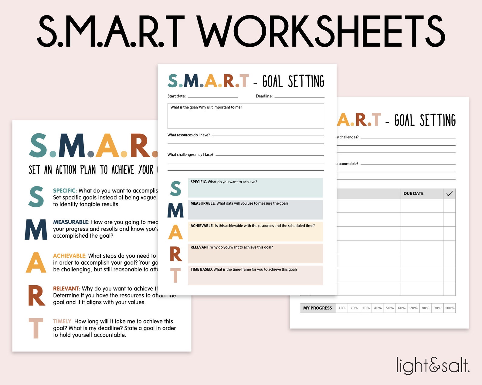 SMART Goals Template, SMART Goals Worksheet, Smart Goal Tracker, Goal ...