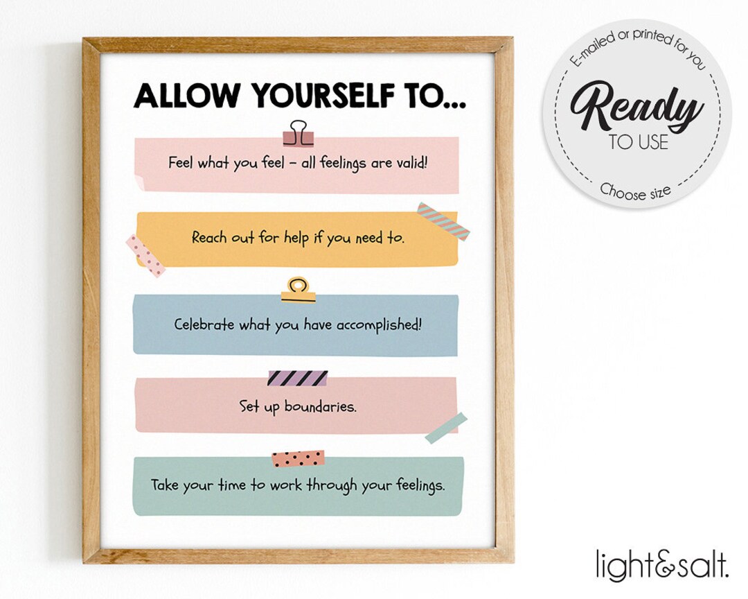 Daily Check-in Poster, Self-care Poster, Daily Affirmation Poster ...