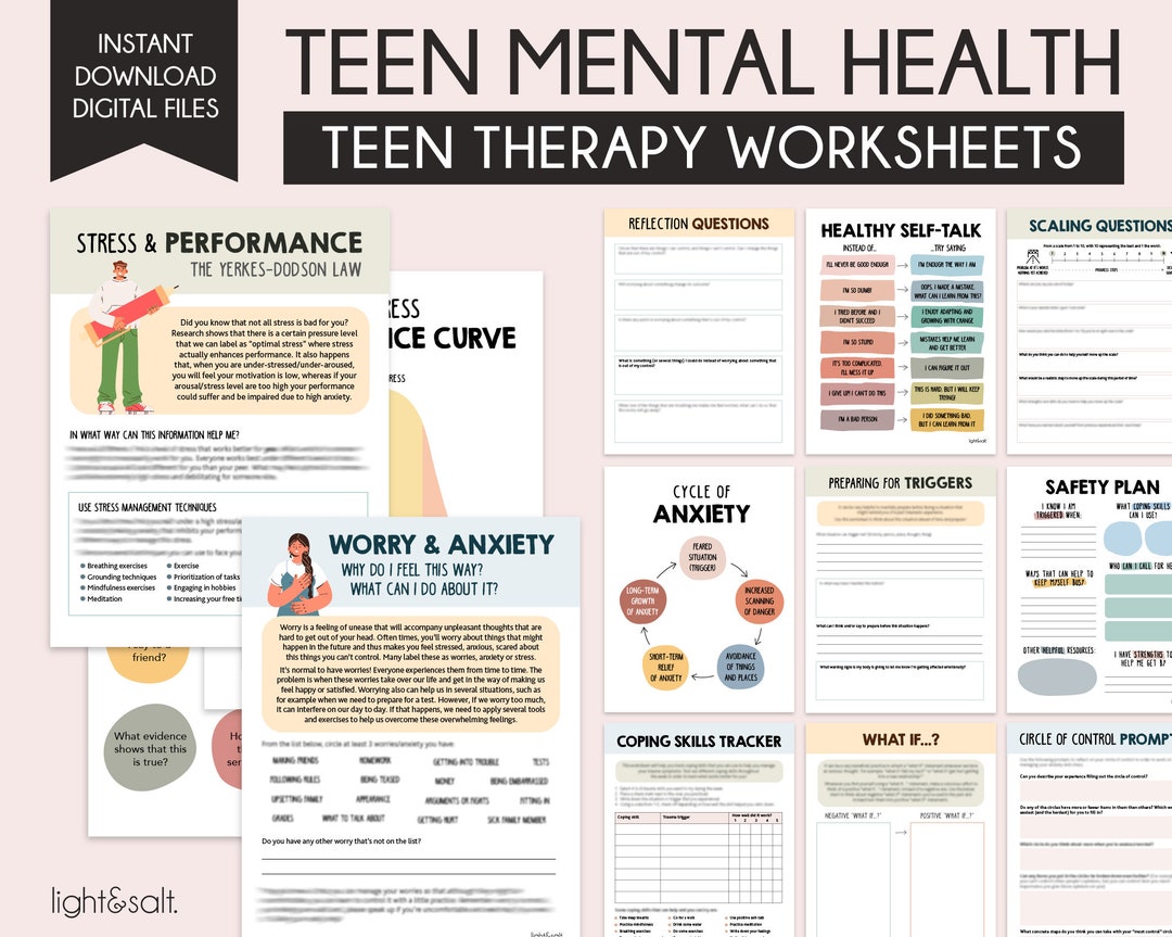 Teen Therapy Worksheets Teen Mental Health Teenager Coping Skills