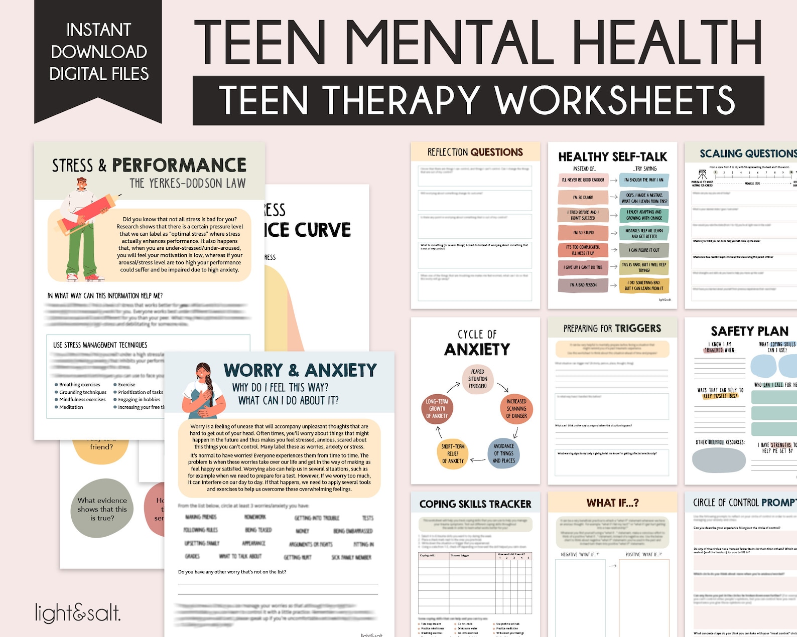 Teen Therapy Worksheets Teen Mental Health Depression - Etsy