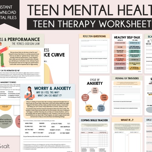 Teen Therapy Worksheets Teen Mental Health Depression - Etsy