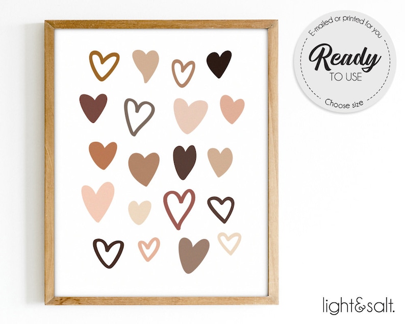 Heart Print, Minimal Hearts, Love Print, Hand Drawn Hearts, Inclusive ...