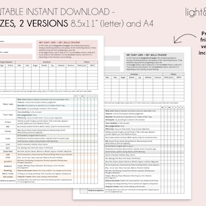 DBT Skills Tracker, DBT Diary Card, Dialectical Behavior Therapy, Mood ...