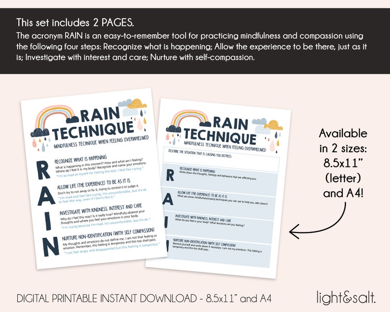 Rain Mindfulness Worksheet, Things I Can Control, Worry Worksheets ...