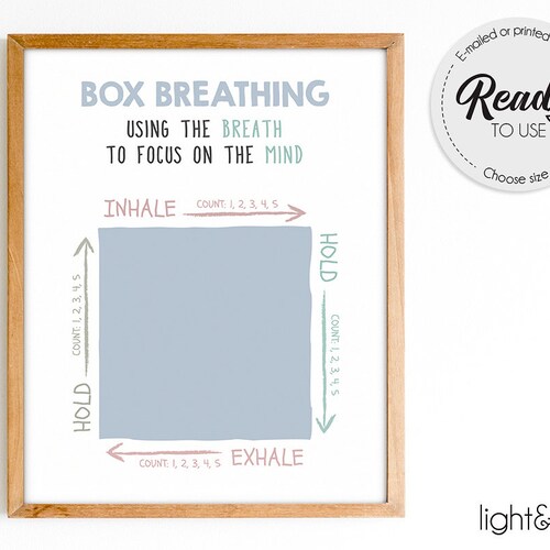 Grounding Technique Poster Box Breathing Calm Down Corner - Etsy