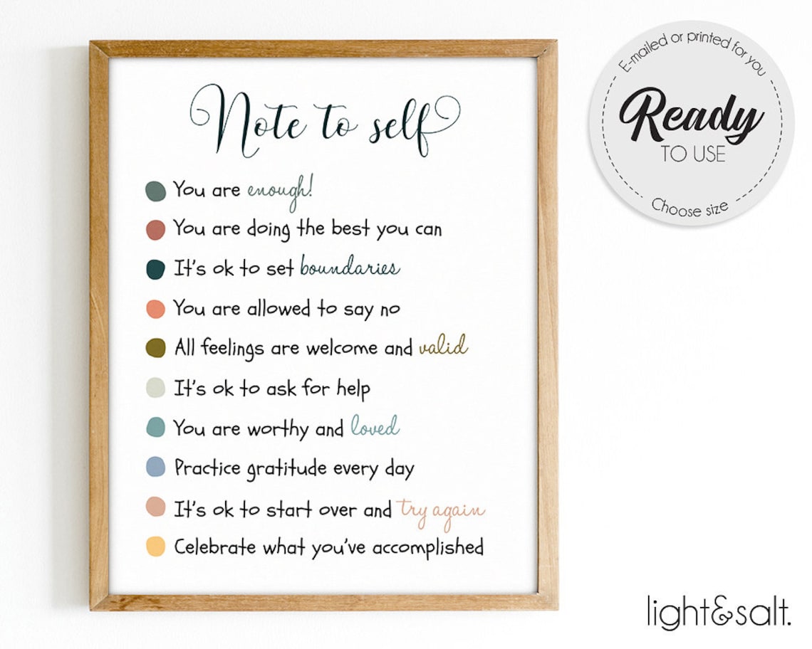 Note to Self Poster Self Love Self Care Be Kind to - Etsy