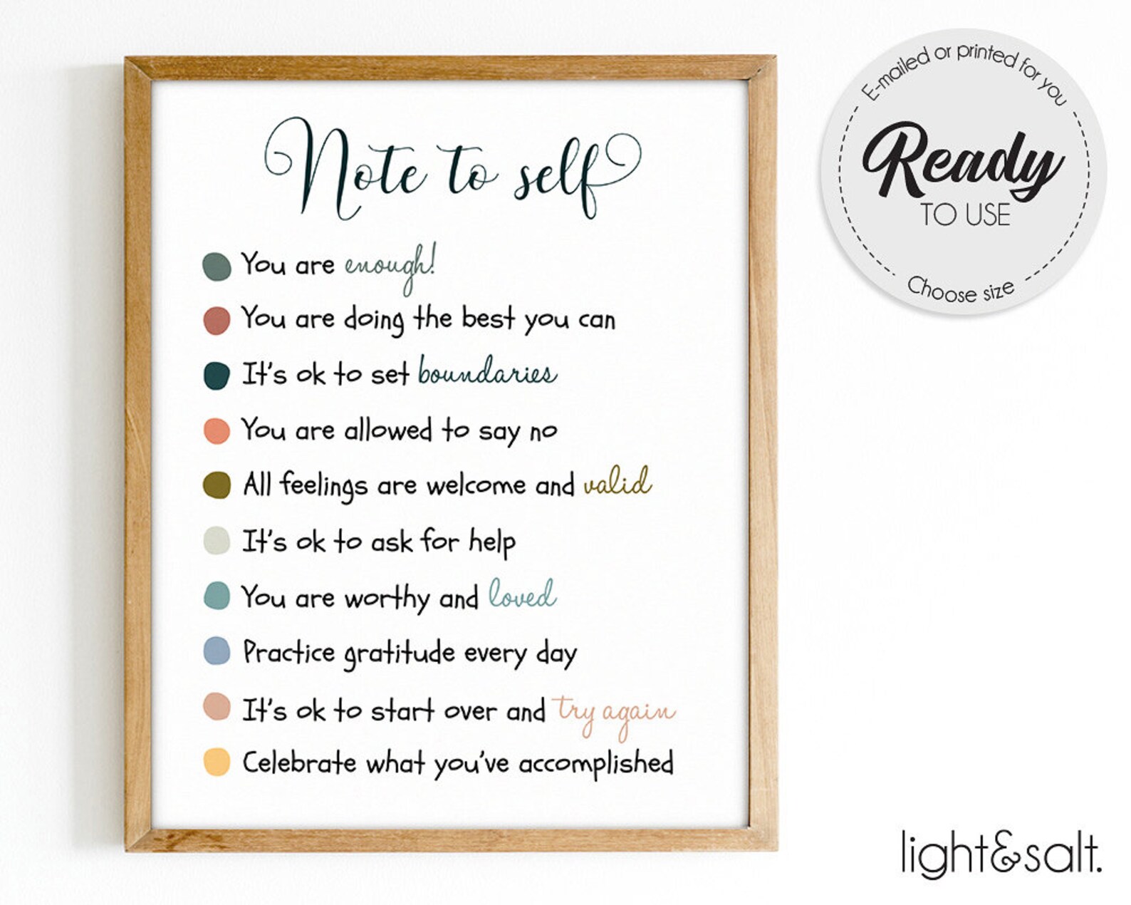 Note to Self Poster Self Love Self Care Be Kind to - Etsy