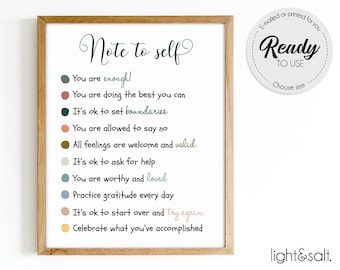 Be Kind to Yourself Daily Affirmations Poster Mental Health | Etsy