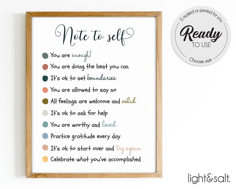 Note to Self Poster Self Love Self Care Be Kind to - Etsy