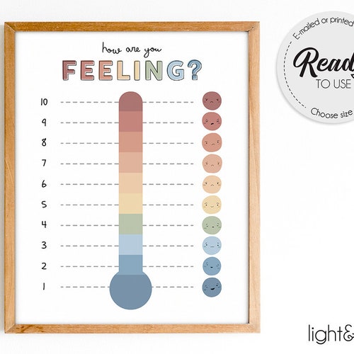 Rainbow Feelings Chart Emotions Print Feelings Thermometer - Etsy UK