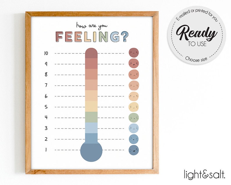 Rainbow Feelings Chart Emotions Print Feelings Thermometer - Etsy