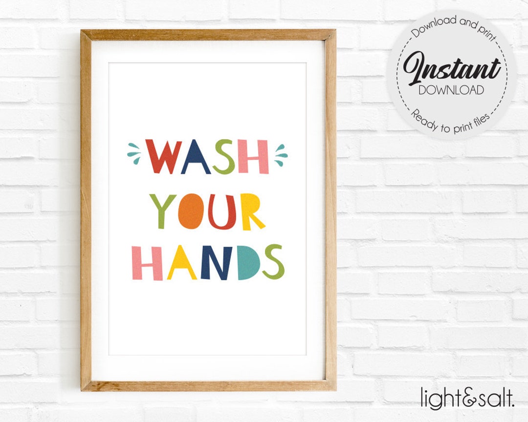 Wash Your Hands Poster, Wash Your Hands Print, Bathroom Print, Kids ...
