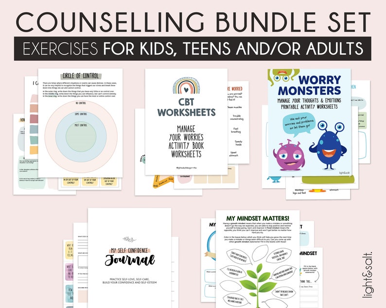 Counseling Worksheets Bundle School Counselor Therapy - Etsy