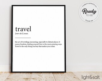 Travel Definition Quote ART PRINT Gift Wall Art Home Decor - Etsy